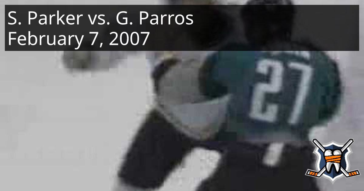 Scott Parker vs. George Parros, February 7, 2007 - San Jose Sharks vs. Anaheim Ducks | HockeyFights