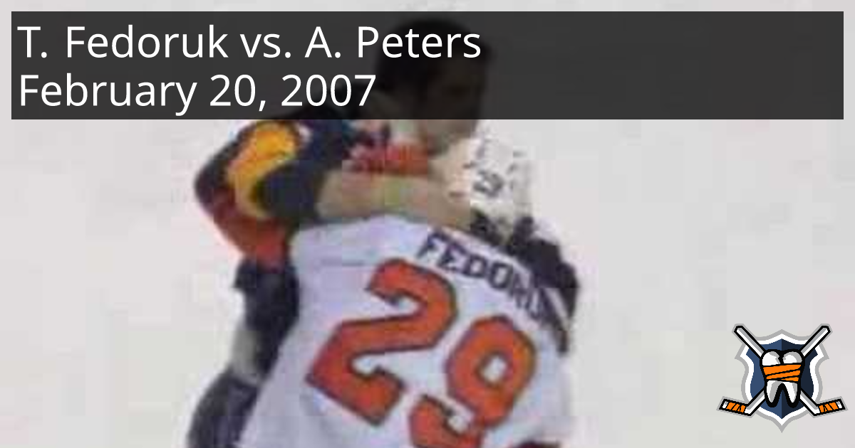 Todd Fedoruk vs. Andrew Peters, February 20, 2007 - Philadelphia Flyers ...