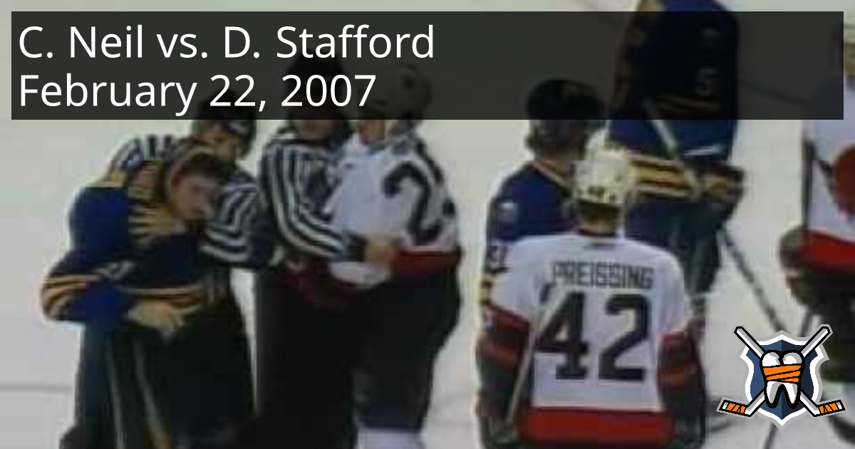 Chris Neil vs. Drew Stafford, February 22, 2007 - Ottawa Senators vs ...