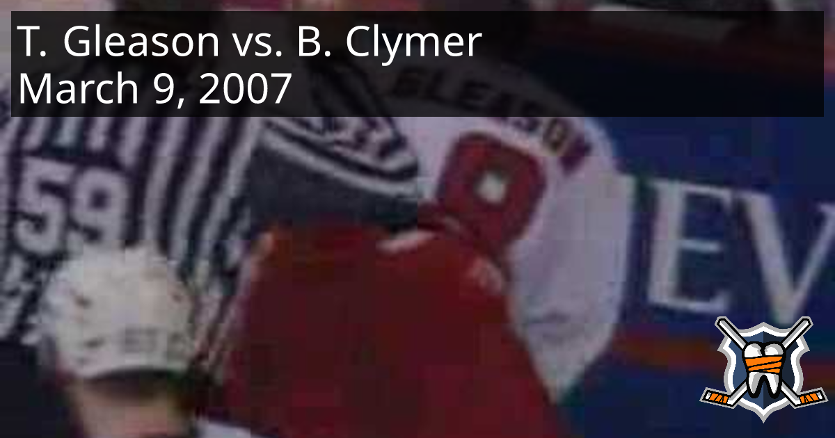 Tim Gleason vs. Ben Clymer, March 9, 2007 - Carolina Hurricanes vs ...