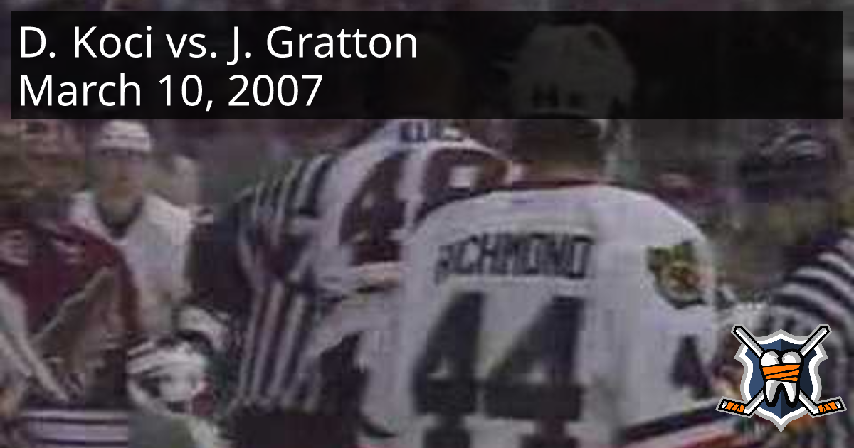 David Koci vs. Josh Gratton, March 10, 2007 - Chicago Blackhawks vs ...