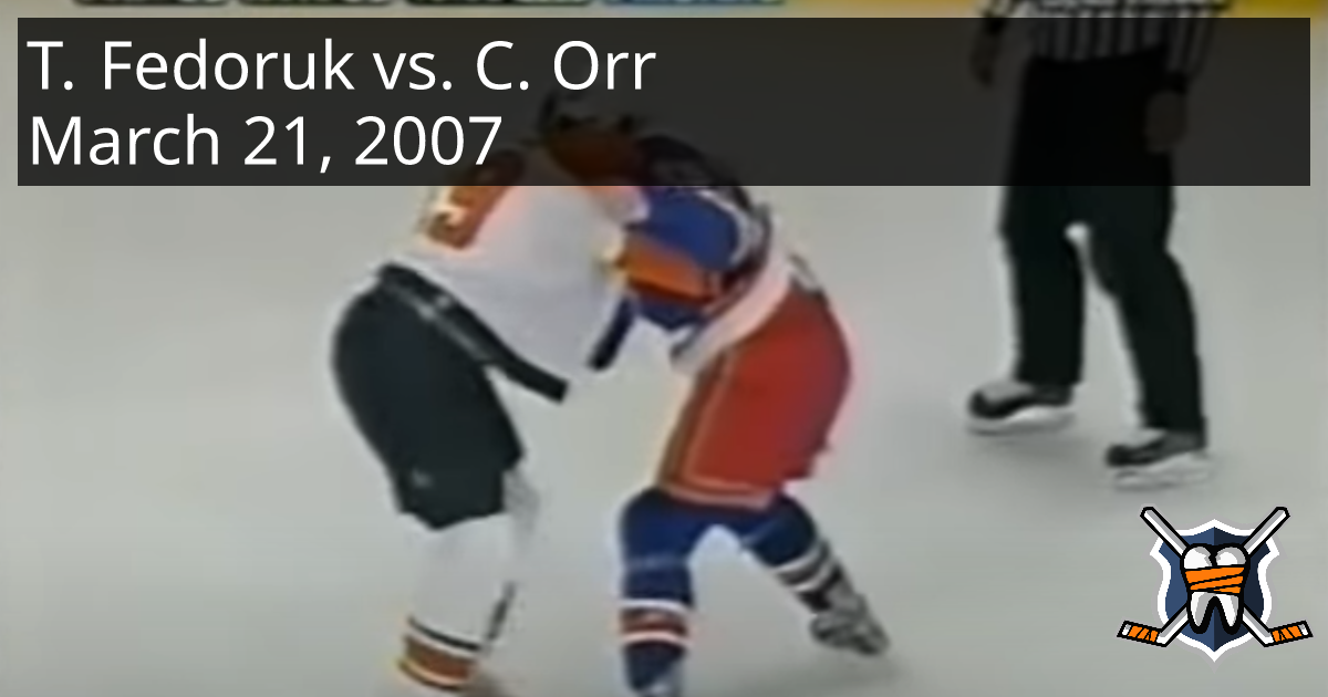 Todd Fedoruk vs. Colton Orr, March 21, 2007 - Philadelphia Flyers vs ...