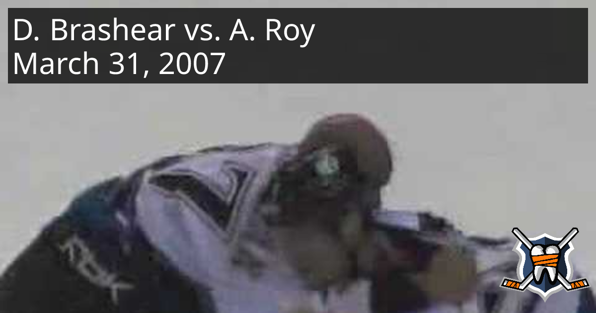 Donald Brashear vs. Andre Roy, March 31, 2007 - Washington Capitals vs ...