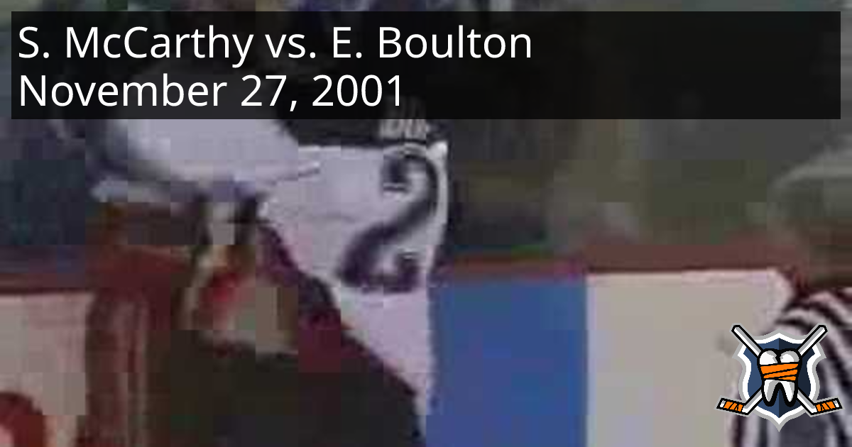 Sandy McCarthy vs. Eric Boulton, November 27, 2001 - New York Rangers ...