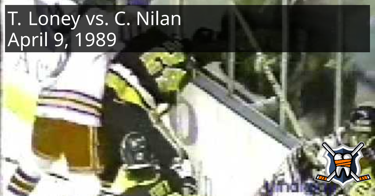 Troy Loney vs. Chris Nilan, April 9, 1989 - Pittsburgh Penguins vs. New ...