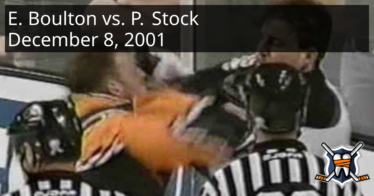 Eric Boulton vs. P.J. Stock, December 8, 2001 - Buffalo Sabres vs ...