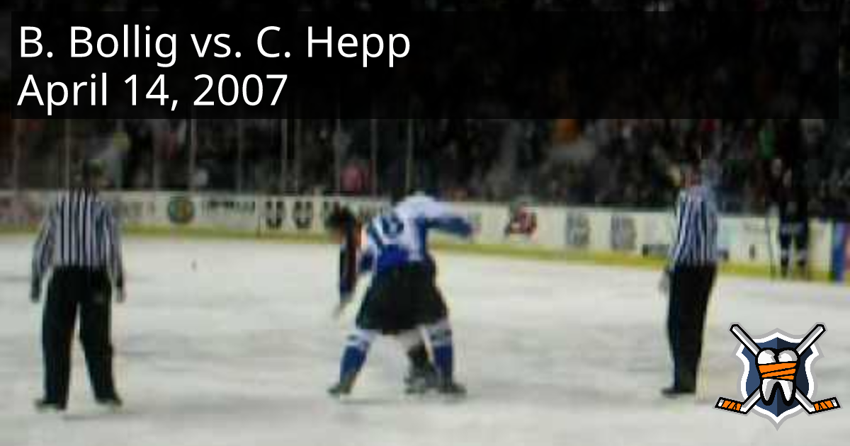 Brandon Bollig vs. Chris Hepp, April 14, 2007 - Lincoln Stars vs. Omaha ...