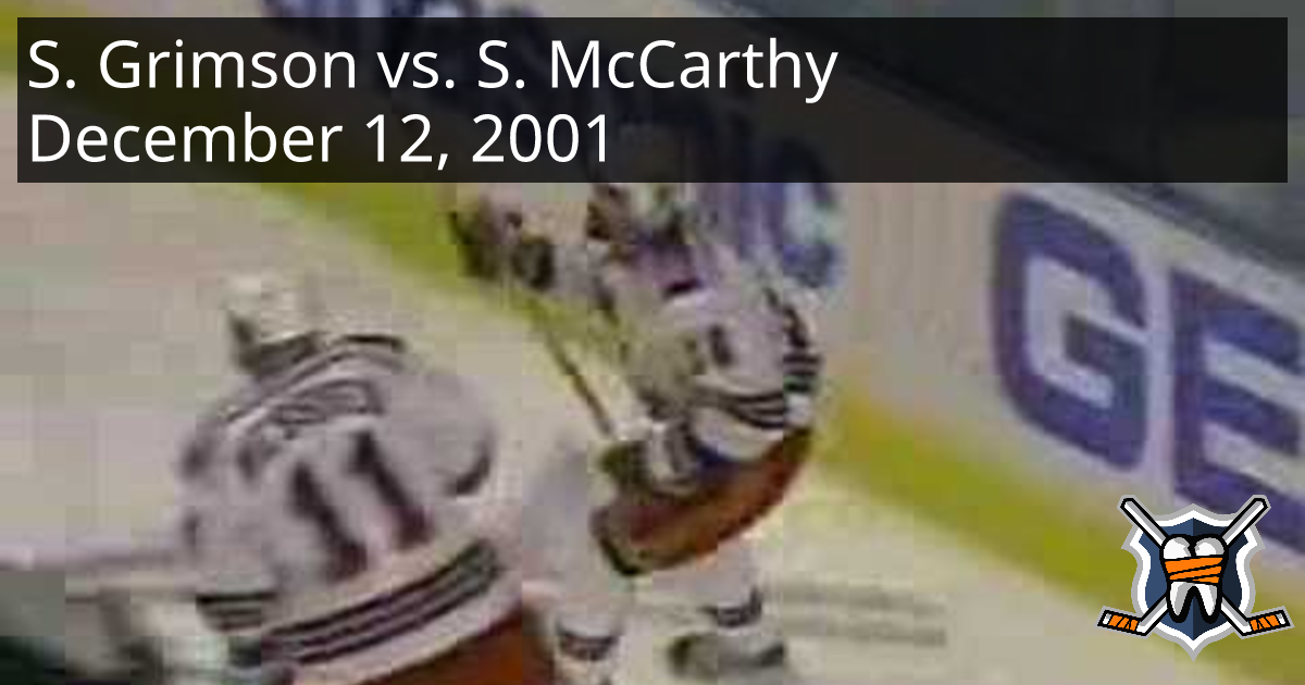 Stu Grimson vs. Sandy McCarthy, December 12, 2001 - Nashville Predators ...