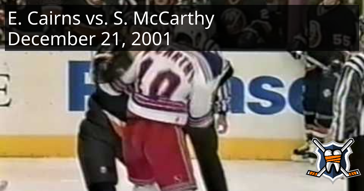 Eric Cairns vs. Sandy McCarthy, December 21, 2001 - New York Islanders ...