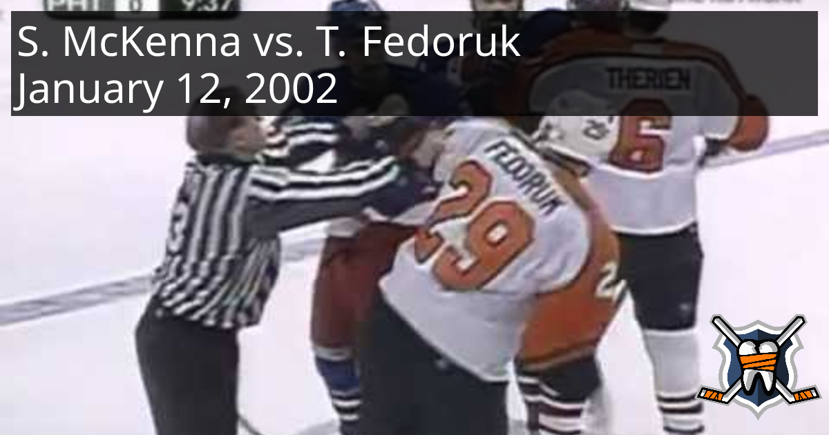 Steve McKenna vs. Todd Fedoruk, January 12, 2002 - New York Rangers vs ...