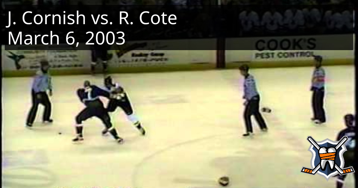 Jeremy Cornish vs. Riley Cote, March 6, 2003 - Laredo Bucks vs ...