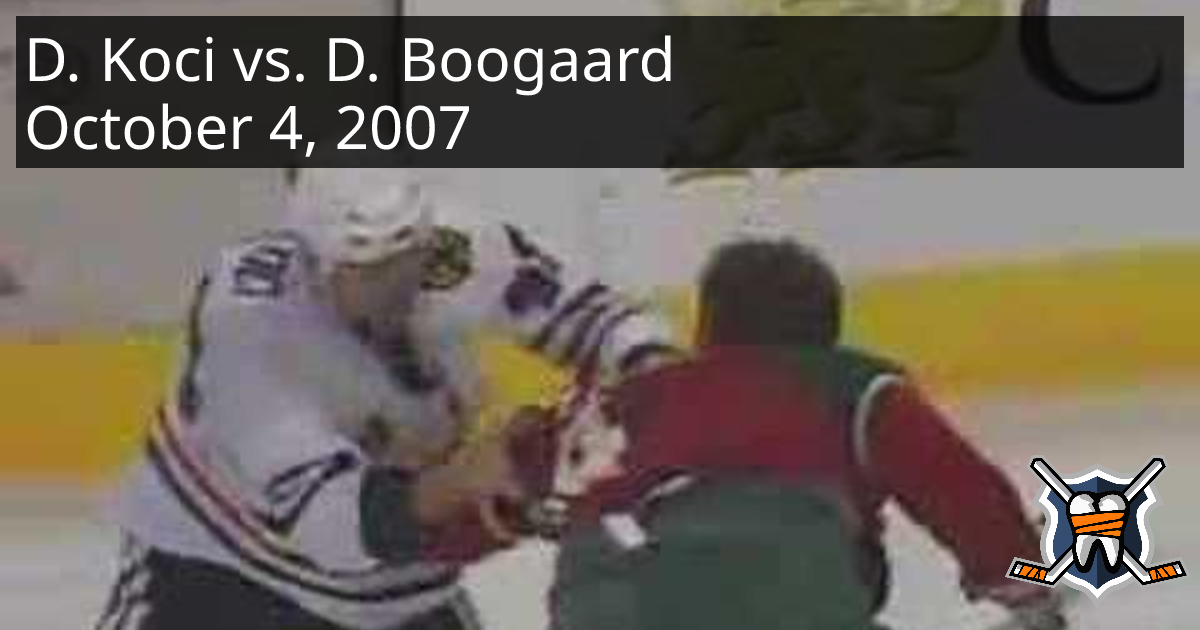 David Koci vs. Derek Boogaard, October 4, 2007 - Chicago Blackhawks vs ...