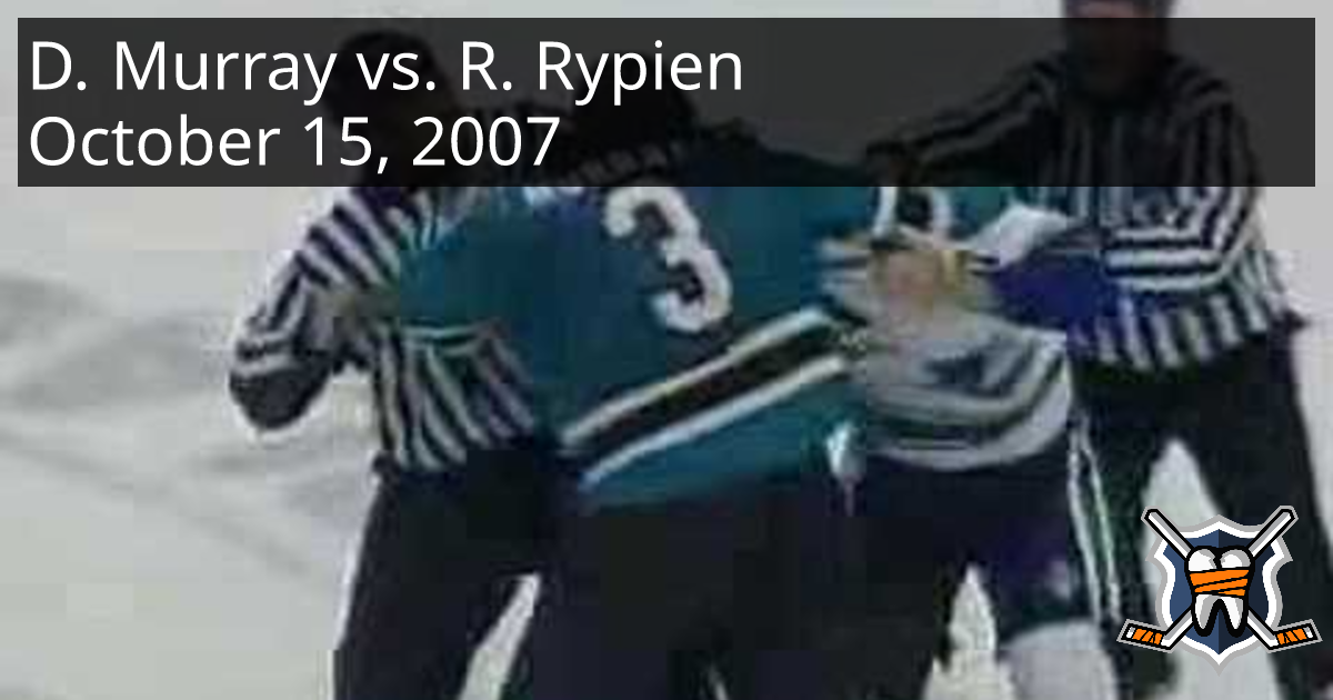 Douglas Murray vs. Rick Rypien, October 15, 2007 - San Jose Sharks vs ...