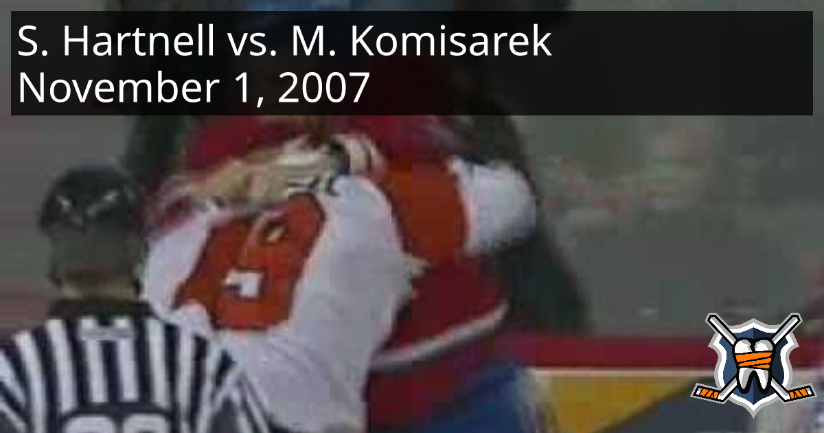Scott Hartnell vs. Mike Komisarek, November 1, 2007 - Philadelphia ...