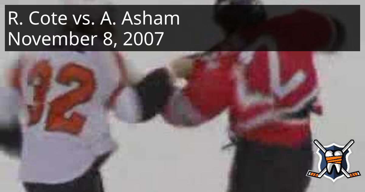 Riley Cote vs. Arron Asham, November 8, 2007 - Philadelphia Flyers vs ...
