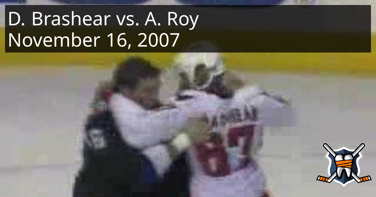 Donald Brashear vs. Andre Roy, November 16, 2007 - Washington Capitals ...