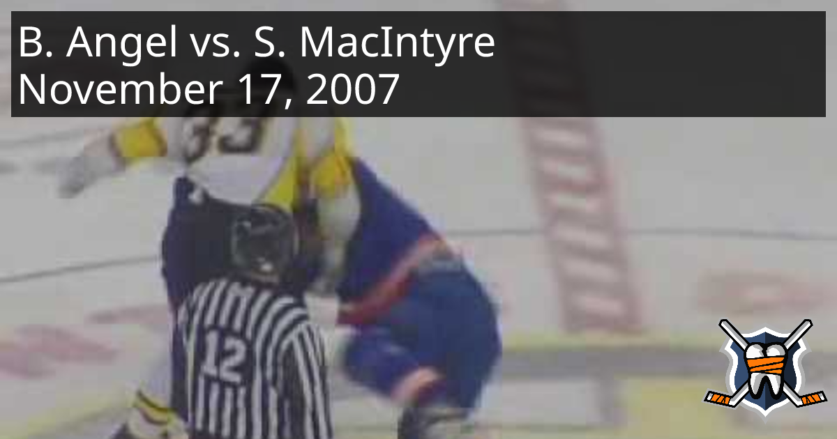 Brett Angel vs. Steve MacIntyre, November 17, 2007 - Norfolk Admirals ...