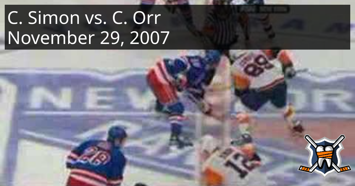 Chris Simon vs. Colton Orr, November 29, 2007 - New York Islanders vs ...
