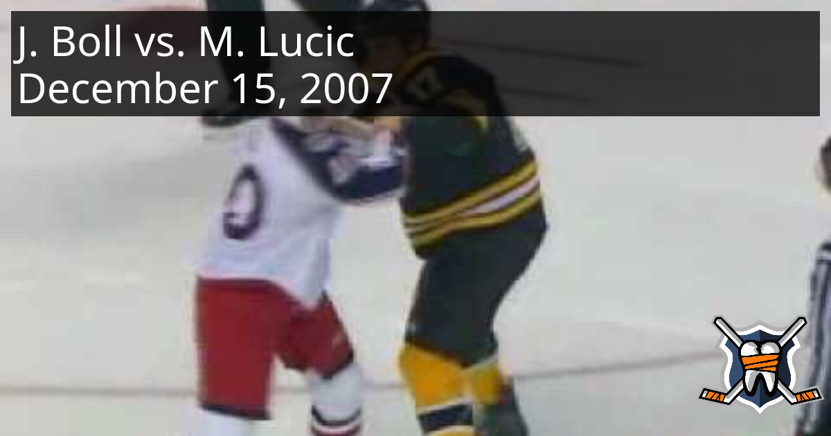 Jared Boll vs. Milan Lucic, December 15, 2007 - Columbus Blue Jackets ...