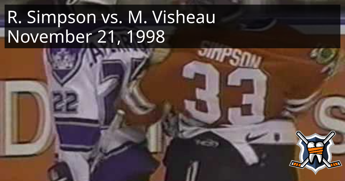 Reid Simpson vs. Mark Visheau, November 21, 1998 - Chicago Blackhawks ...