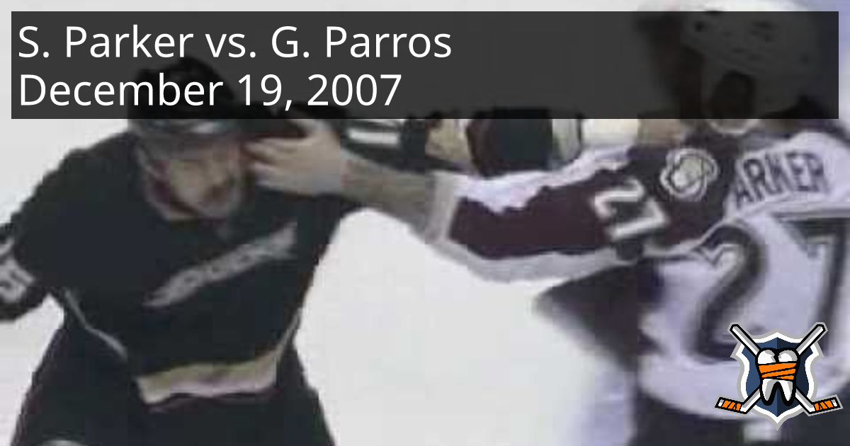 Scott Parker vs. George Parros, December 19, 2007 - Colorado Avalanche vs. Anaheim Ducks ...
