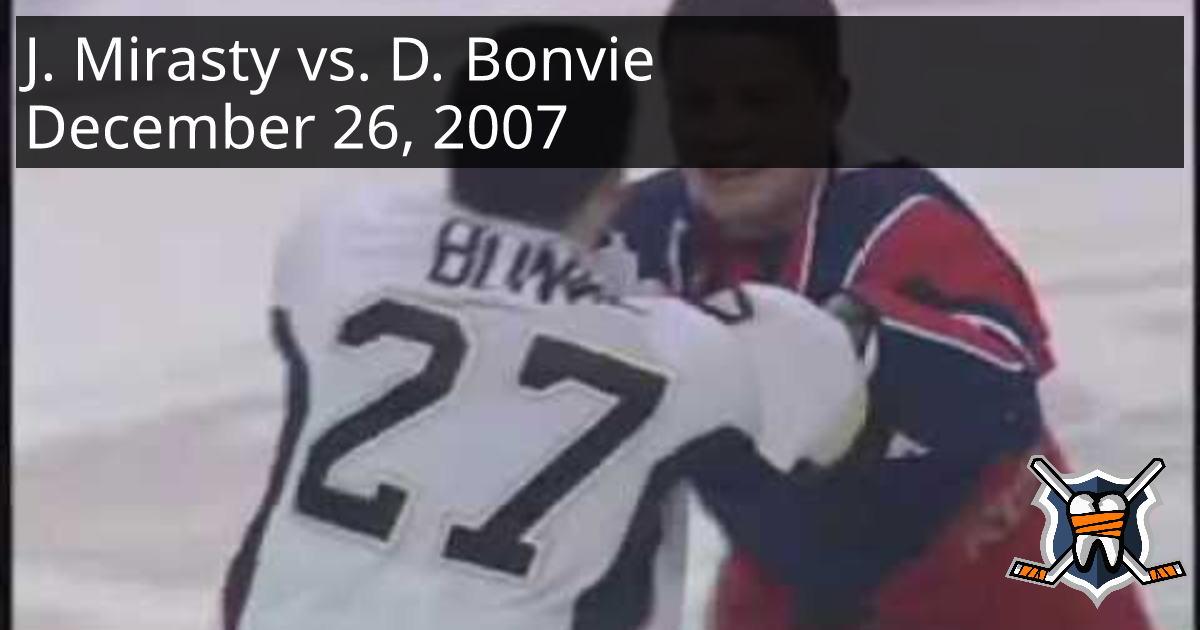 Jon Mirasty vs. Dennis Bonvie, December 26, 2007 - Syracuse Crunch vs ...