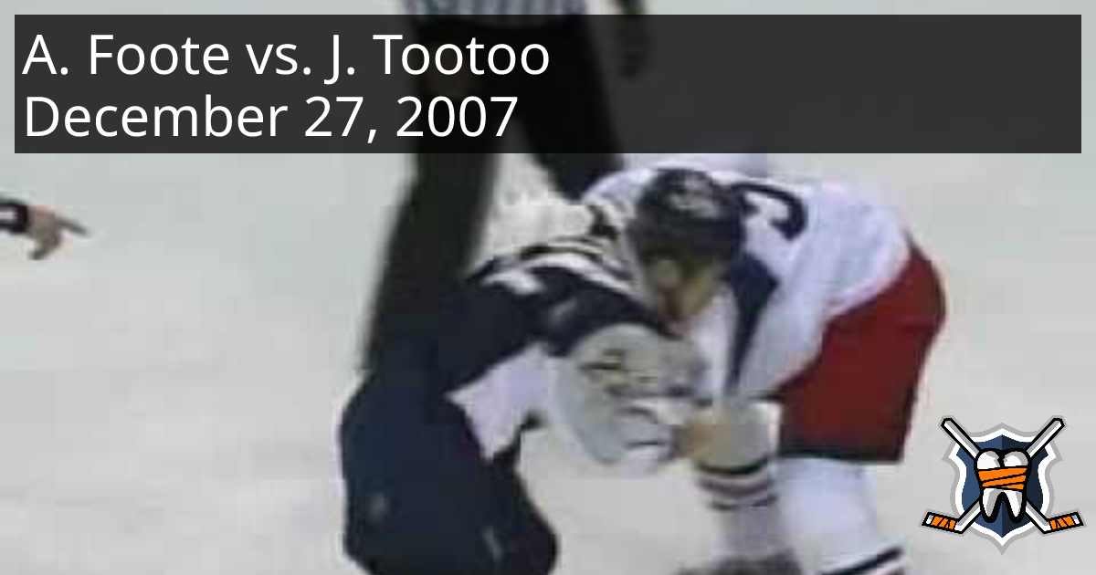 Adam Foote vs. Jordin Tootoo, December 27, 2007 - Columbus Blue Jackets ...