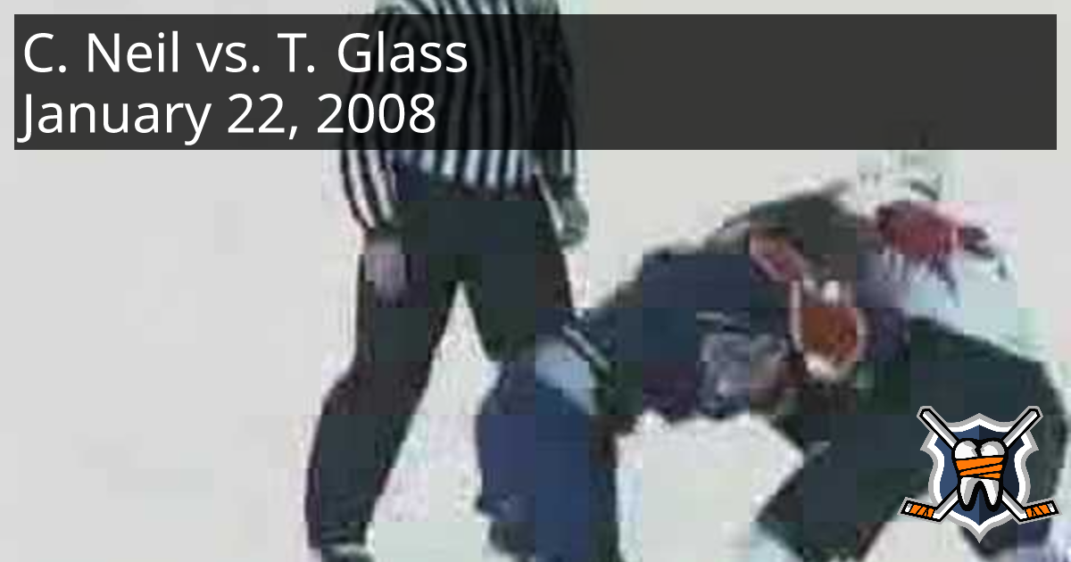 Chris Neil vs. Tanner Glass, January 22, 2008 - Ottawa Senators vs ...