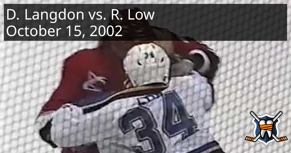 Darren Langdon vs. Reed Low, October 15, 2002 - Carolina Hurricanes vs ...
