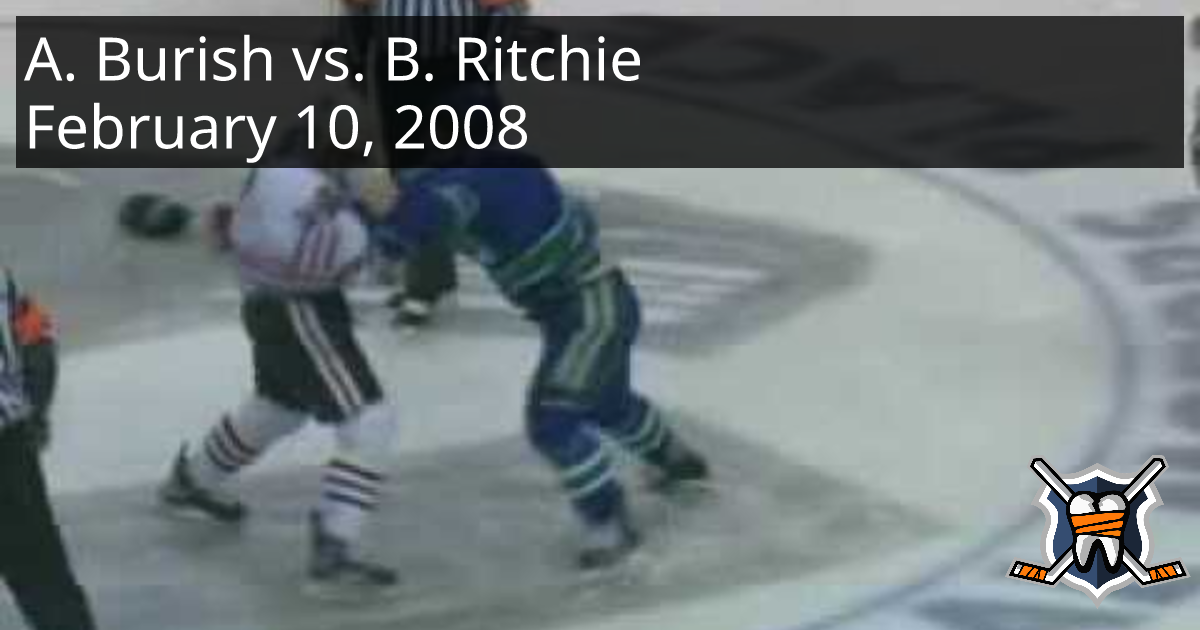 Adam Burish vs. Byron Ritchie, February 10, 2008 - Chicago Blackhawks ...