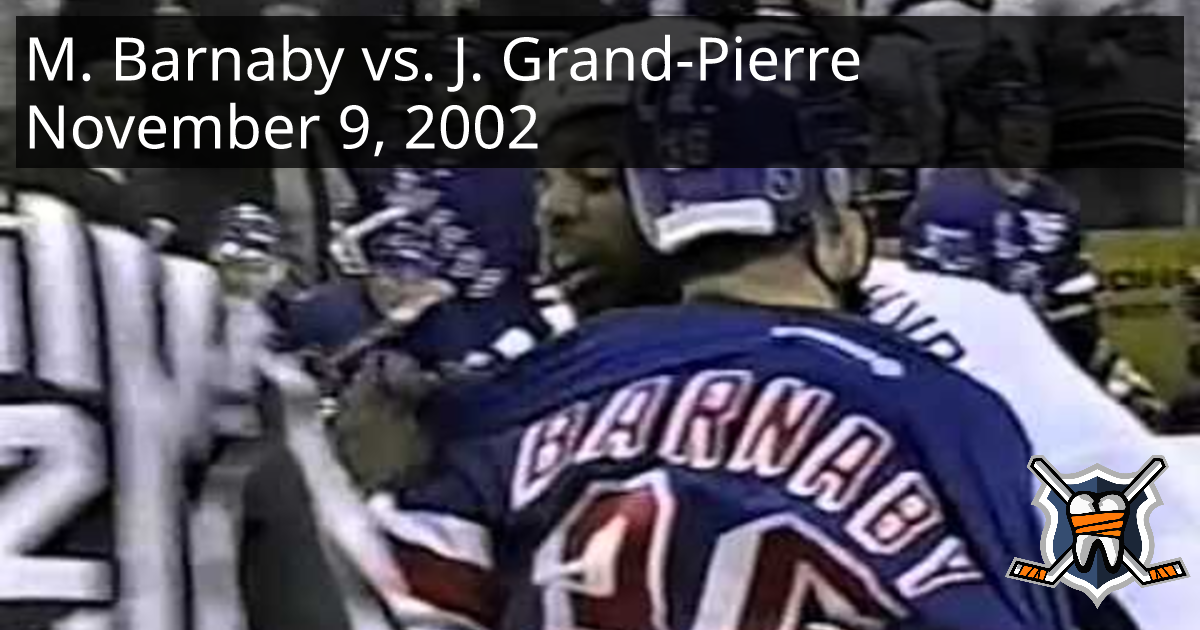 Matthew Barnaby vs. Jean-Luc Grand-Pierre, November 9, 2002 - New York ...