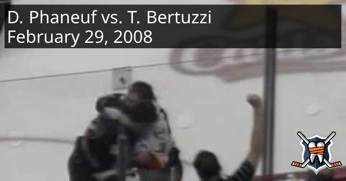 Dion Phaneuf vs. Todd Bertuzzi, February 29, 2008 - Calgary Flames vs ...
