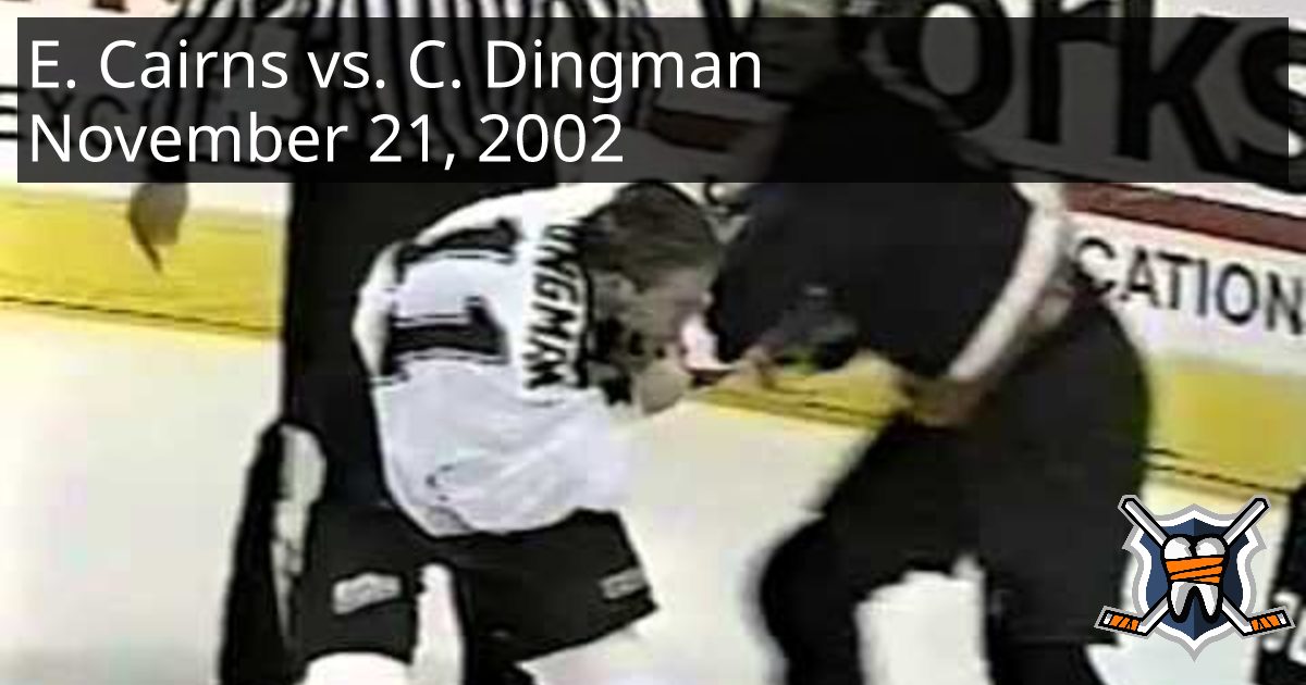 Eric Cairns vs. Chris Dingman, November 21, 2002 - New York Islanders ...