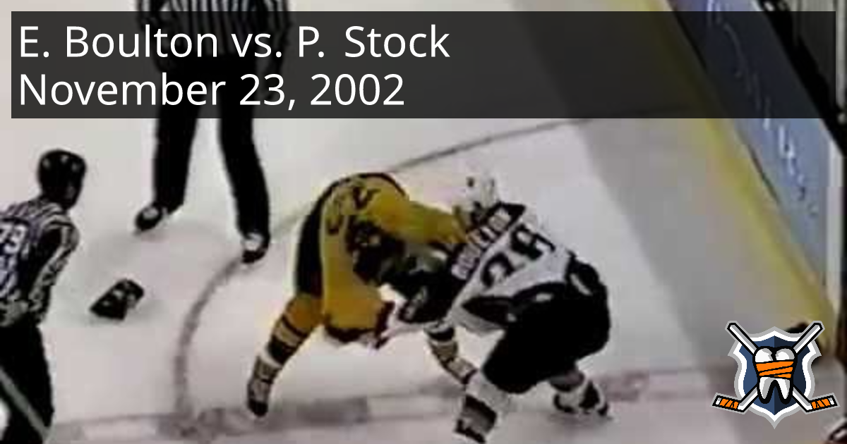 Eric Boulton vs. P.J. Stock, November 23, 2002 - Buffalo Sabres vs ...