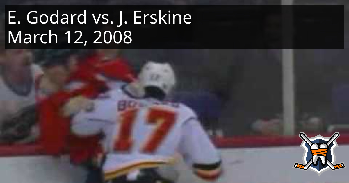 Eric Godard vs. John Erskine, March 12, 2008 - Calgary Flames vs ...