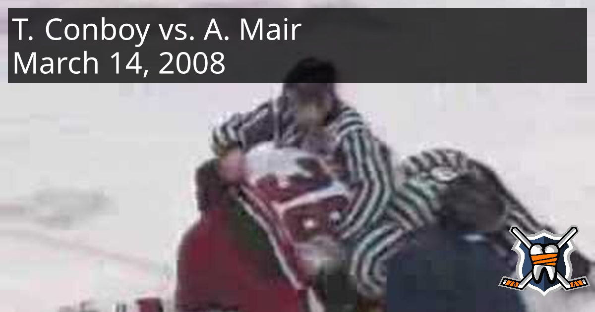 Tim Conboy vs. Adam Mair, March 14, 2008 - Carolina Hurricanes vs ...