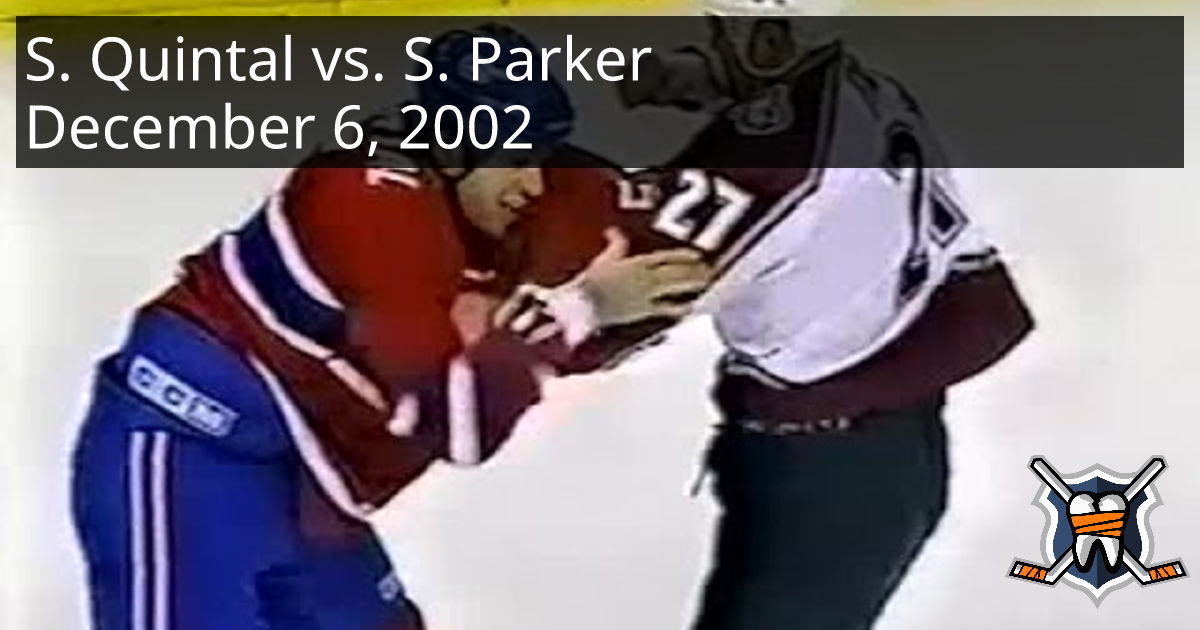 Stephane Quintal vs. Scott Parker, December 6, 2002 - Montreal ...