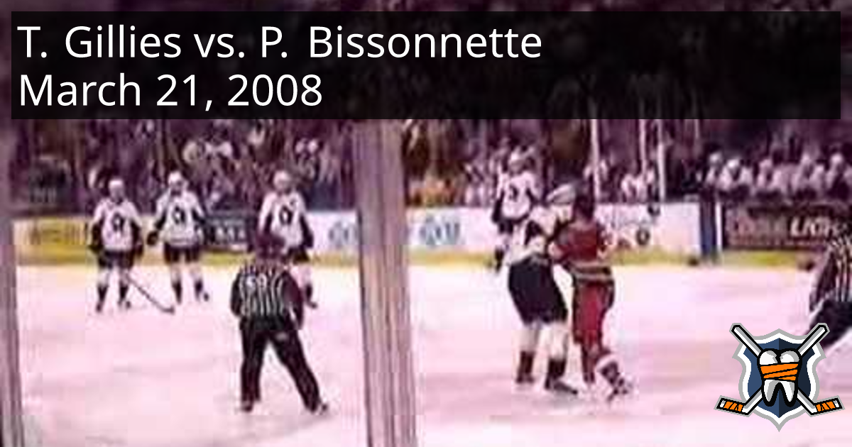 Trevor Gillies vs. Paul Bissonnette, March 21, 2008 - Albany River Rats vs. Wilkes-Barre ...