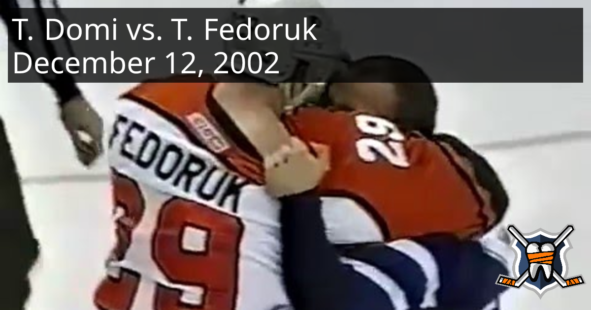 Tie Domi vs. Todd Fedoruk, December 12, 2002 - Toronto Maple Leafs vs ...