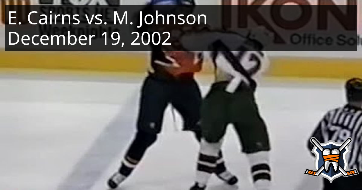 Eric Cairns vs. Matt Johnson, December 19, 2002 - New York Islanders vs ...