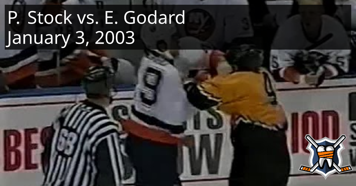 P.J. Stock vs. Eric Godard, January 3, 2003 - Boston Bruins vs. New ...