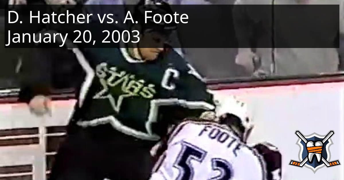 Derian Hatcher vs. Adam Foote, January 20, 2003 - Dallas Stars vs ...