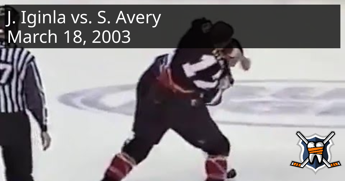 Jarome Iginla vs. Sean Avery, March 18, 2003 - Calgary Flames vs. Los ...