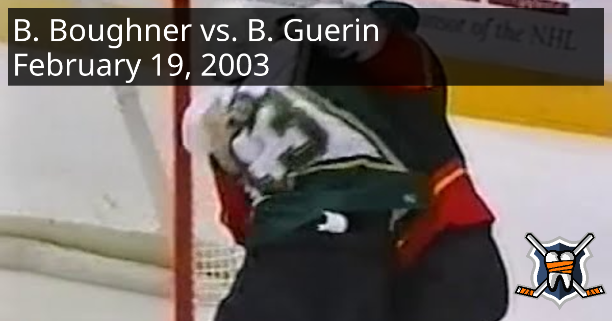 Bob Boughner vs. Bill Guerin, February 19, 2003 - Calgary Flames vs ...