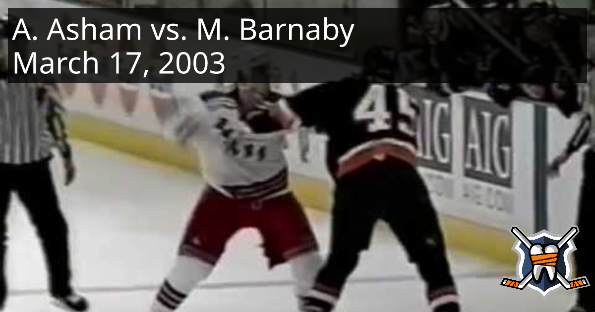 Arron Asham vs. Matthew Barnaby, March 17, 2003 - New York Islanders vs ...
