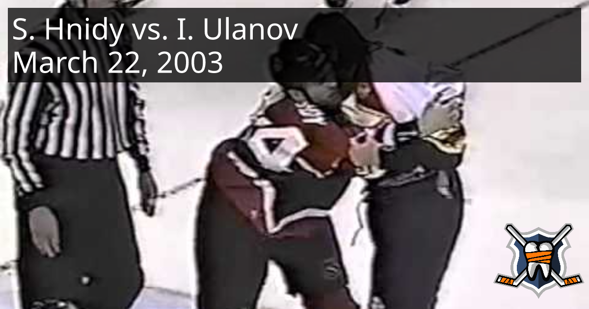 Shane Hnidy vs. Igor Ulanov, March 22, 2003 - Ottawa Senators vs ...