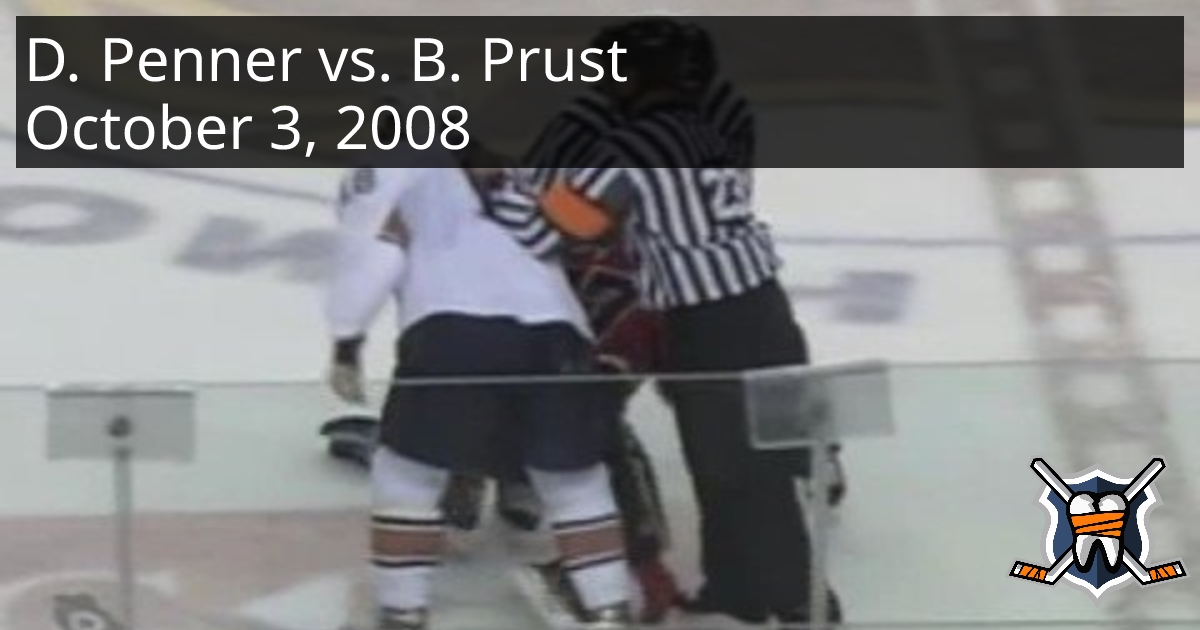 Dustin Penner vs. Brandon Prust, October 3, 2008 - Edmonton Oilers vs ...