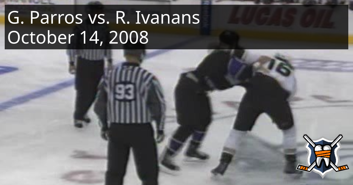 George Parros vs. Raitis Ivanans, October 14, 2008 - Anaheim Ducks vs ...