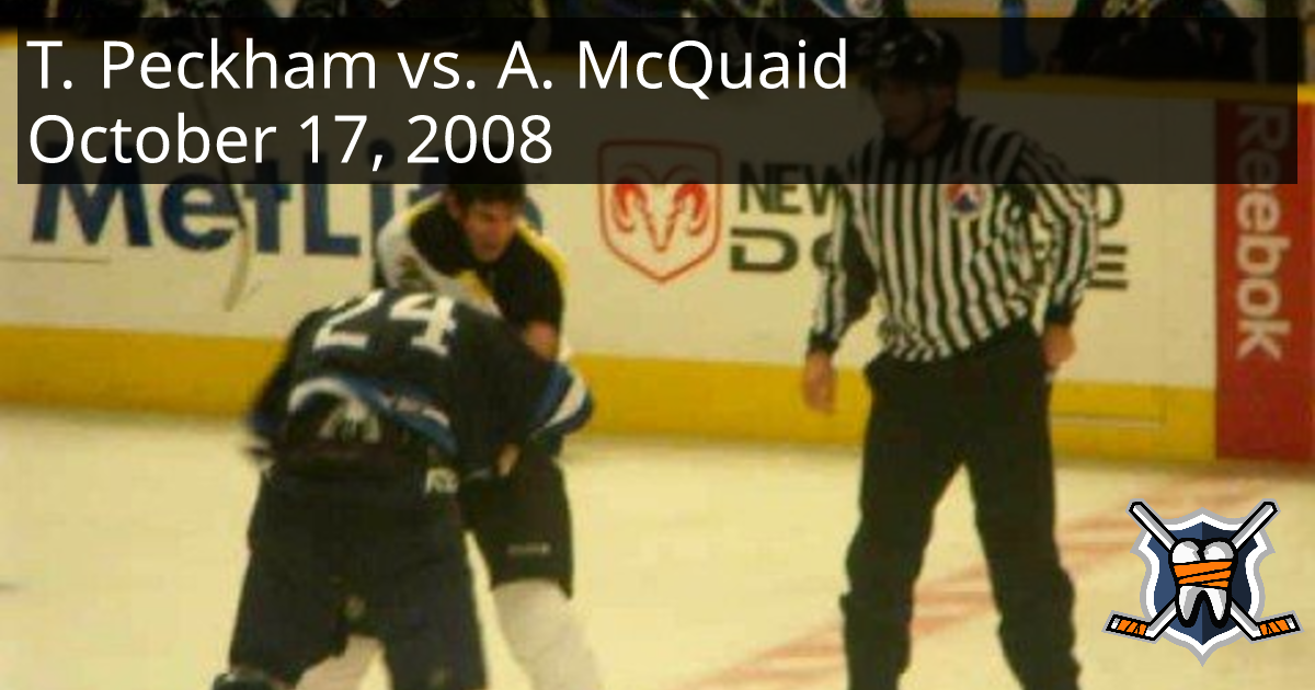 Theo Peckham vs. Adam McQuaid, October 17, 2008 - Springfield Falcons ...