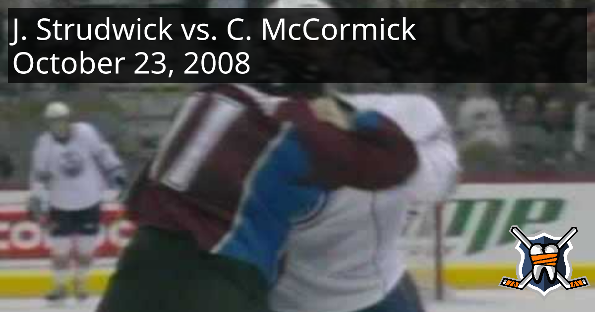 Jason Strudwick vs. Cody McCormick, October 23, 2008 - Edmonton Oilers ...
